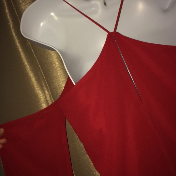 Express | Tops | Nwt Red Chiffon Cold Shoulder Blouse | Poshmark